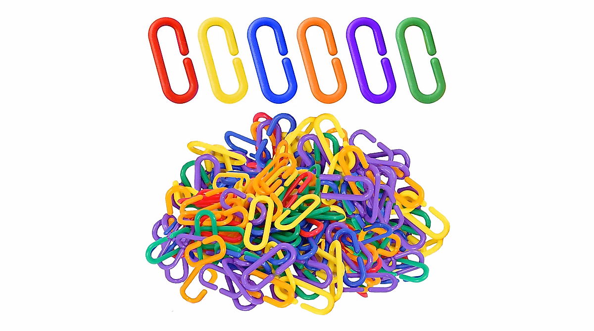 SunGrow Rainbow C-Clips Plastic Chain Links, Bird Swing & Climbing ...