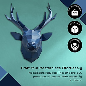 3D Paper Animal Wall & Art Decor - Pre-fold & Pre-cut Papercraft 3D Animal Model Kits - 250 GSM Puzzled 3D Origami Paper - DIY 3D Puzzle by PaperCraft World - Bunny