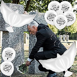 Prasacco 23 Pieces White Memorial Balloons Set, Funeral Balloons to Release In Sky with 3 Pcs Peace Dove Balloons Pigeon Balloons Funeral Remembrance Balloons for Condolence Funeral Anniversary