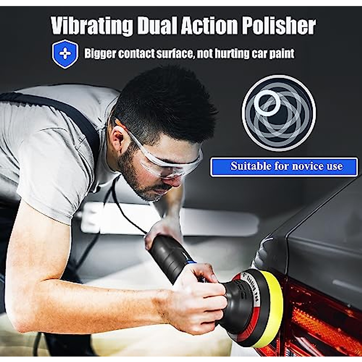 RAYBAO Polisher Novice Friendly, 6inch Car Buffer Polisher 6 Speeds & 2000-6400OPM Dual Action Orbital Polisher More Secure for Car Detailing, Random Polisher Kit for Car Polishing Waxing