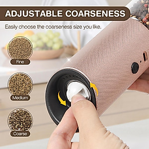 VUCCHINI Electric Gold Salt and Pepper Grinder Set - Adjustable Coarseness Automatic Pepper Mill Grinder - One Hand Automatic Operation Rechargeable Stainless Steel Salt Grinder Pink