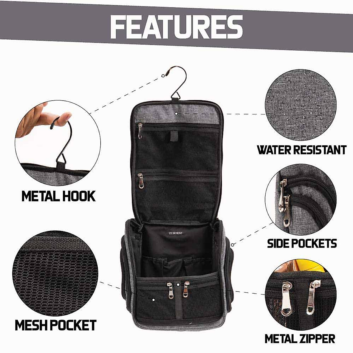 fjackets Toiletry Bag Grey Travel Containers For Toiletries With Cruise Ship Essentials - Road Trip Essentials -Airplane Travel Essentials, Travel Accessories - Bathroom & Shower Organizer