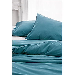 The Bed Linen Queen Duvet Cover Set with 3 Piece Soft Linen Bedding Set 1 Duvet Cover with 2 Pillowcase Luxurious (Ocean Blue)