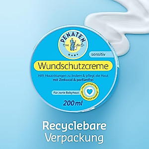 PENATEN Wound Protection Cream, Soothing Baby Wound Protection Cream with Zinc Oxide for Protection in The Diaper Area 200 ml / 6.76 Oz