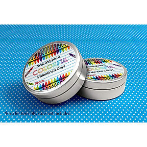 Colorful Crayon Valentine Party Favor Sticker Labels, 40 2" Party Circle Stickers by AmandaCreation, Great for Classroom Valentines, Envelope Seals, Gifts & Treats