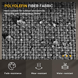 UDPATIO Metal Outdoor Patio Furniture Set, Modern Outdoor Conversation Furniture Sets w/Coffee Table, Sectional Furniture with Thick, Washable and High-Resiliency Sponge Cushions, Deep Grey, 4 PCS