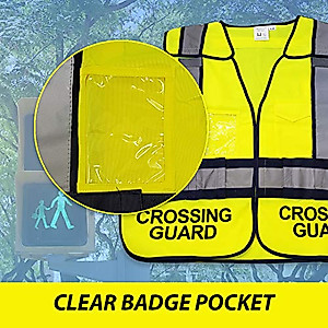 VIEWBRITE Reflective (Class 2) Crossing Guard Vest Lime Green - School Crossing Guard Vest with 5 Point Breakaway High Visibility Yellow/Green Neon
