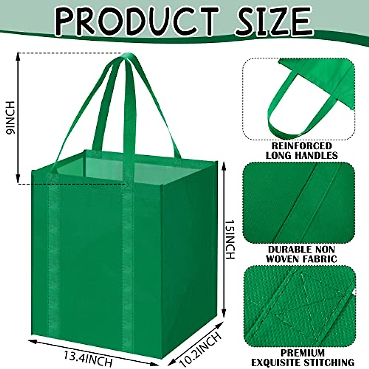 20 Pack Reusable Grocery Bags Shopping Tote Bags with Handles Heavy Duty Foldable, Washable (Multicolor)