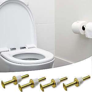 Universal Toilet Seat Hinge Bolts Screws Set Heavy Duty Toilet Seat Fastener with Plastic Nuts and Metal Washers for Top Mount Toilet Seat Hinges Replacement Parts (4 Pcs)