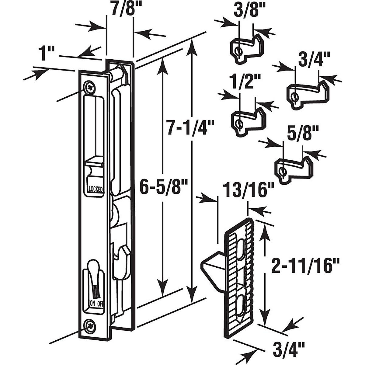 Prime-Line C 1033 Diecast Keyed Patio Sliding Door Handle Set for 1 In. to 1-1/8 In. Thick Sliding Glass Doors, Black (Single Pack)
