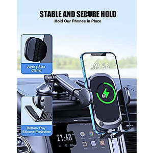 OBRFFE Wireless Car Charger Mount, [Upgraded Rotatable Suction Cup] 15W Fast Charging Car Phone Holder Wireless Charger Compatible with iPhone 14 13 Pro Max/12 Mini/11/X/XS, Samsung S23/22 and More