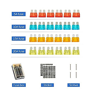 SOYOND 12v Fuse Block, 12 Way Marine Fuse Block with Led Indicator Damp-Proof Cover 12 Circuits Fuse Box with Negative Bus Fuse Panel for Car Boat RV Truck Dc 12/24v