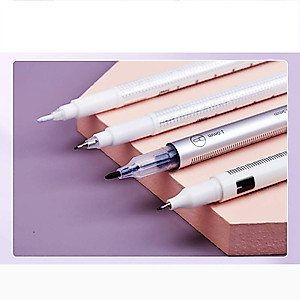LabAider 6Pcs Professional Surgical Tip Skin Marker Pen Sterile Tattoo Stencil Markers Pen with Paper Ruler for Eyebrow, Lips - Individually Wrapped (0.5MM&1MM)