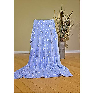 Glow In The Dark Star Blankets for Adults Couch Blanket Plush Fleece Blankets with Stars For Bedroom Living Room Luminous Glow Blanket For Kids With Stars Fleece Blanket Ideal Gift For Kids and Adults