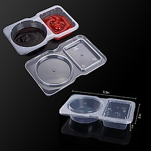 Obfuscate Condiment Container with Lids，Disposable Double Compartment Snack Container for Sauce, Sampling, Travel Snack 20PCS