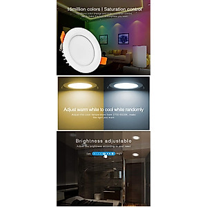 LGIDTECH FUT063 RGB CCT 6W LED Recessed Ceiling Downlight 4 Inch AC100-240V IP54 Must Work with Milight RGB+CCT Remote,B4 Panel Or Smartphone APP Control Via Gateway(Sold Separately)