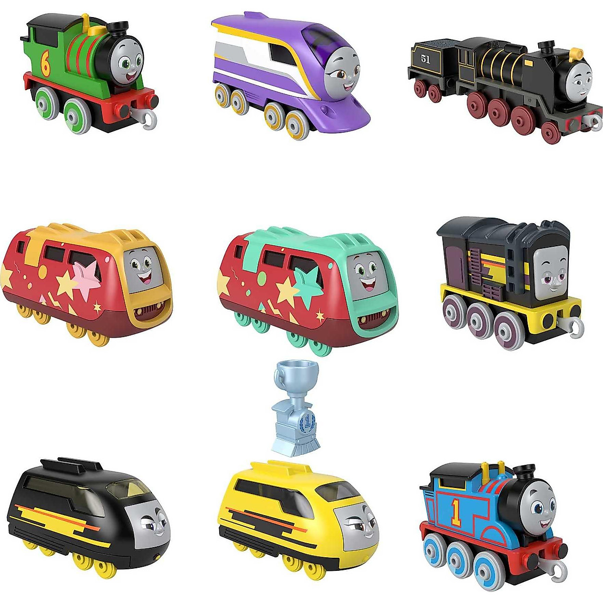 Thomas & Friends Diecast Toy Trains Sodor Cup Racers Set of 9 Push-Along Engines for Preschool Pretend Play Kids Ages 3+ Years