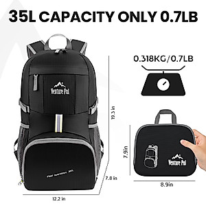 Venture Pal 35L Ultralight Lightweight Packable Foldable Travel Camping Hiking Outdoor Sports Backpack Daypack