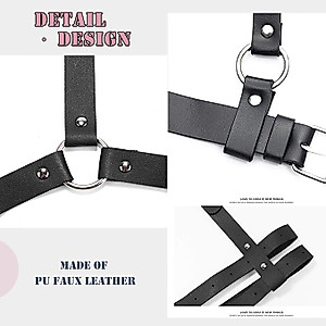 Widyany Punk Belt Black Pu Leather Belt, Harness Belt for Women Gothic Body Adjustable Waist Belts Rave Halloween Dresses Party Accessories