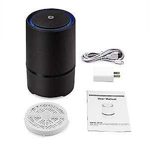 SHD Small Air Purifier for Home Room Office,3 Stage Filtration,True HEPA Air Cleaner for Dust Smoke Dander,Quiet Sleep Mode with Night Light,Dark Grey