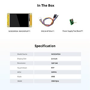 NEXTION Display 2.4″ Discovery Series NX3224F024 LCD-TFT Resistive Touch Screen 320×240, HMI Display Suitable for Racing Dashboard, 3D Printer, etc.