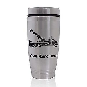 Commuter Travel Mug, Tow Truck Wrecker, Personalized Engraving Included