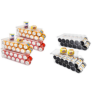 SCAVATA 4 Pack Soda Can Organizer & 2 Pack Skinny Can Organizer for Refrigerator