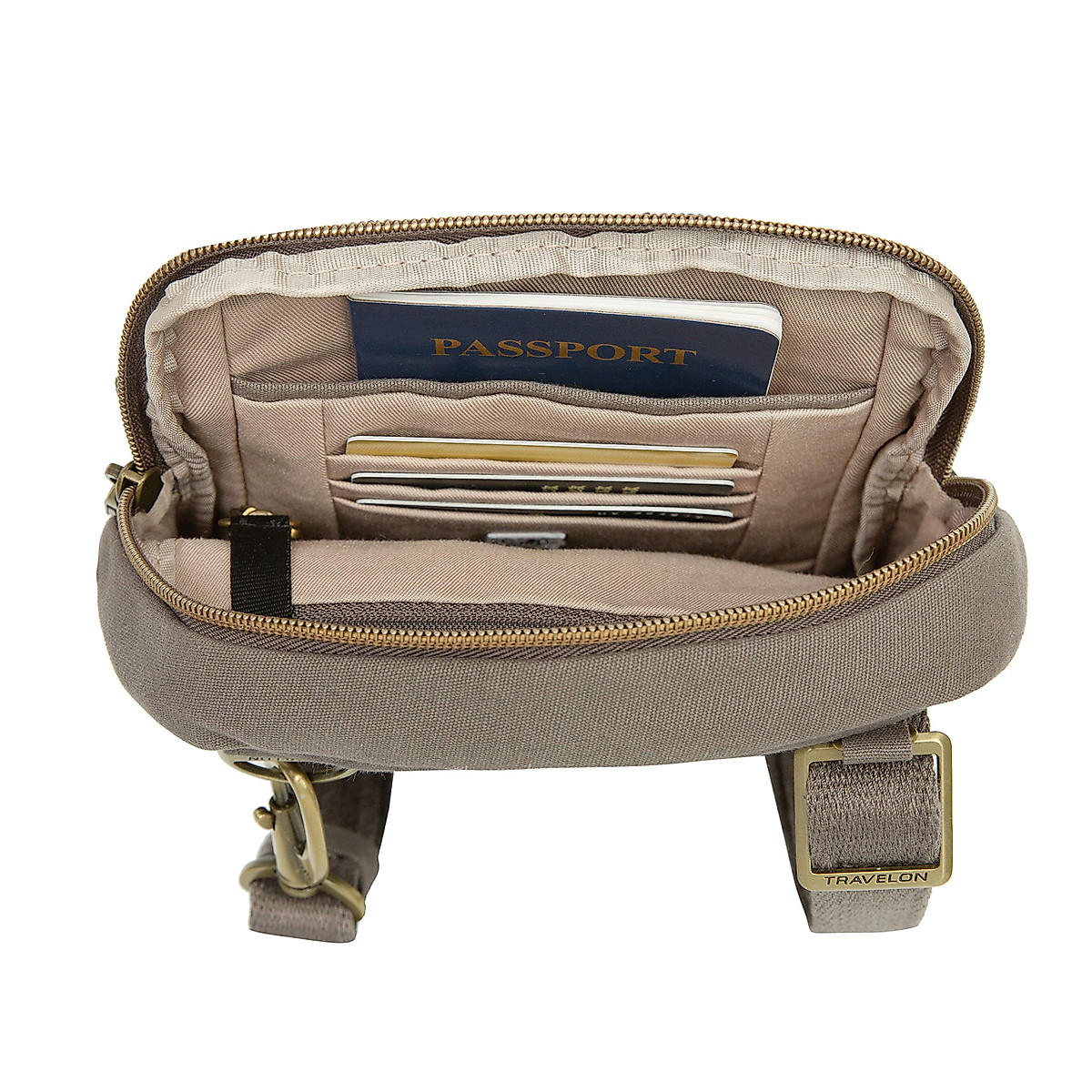 Travelon: Anti-Theft Courier Small N/s Slim Travel Bag - Stone Gray
