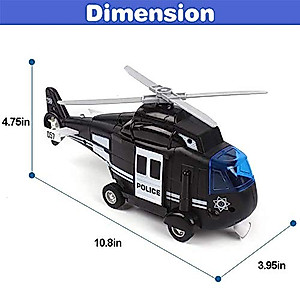 Liberty Imports Police Rescue Helicopter Friction Powered Toy Vehicle for Boys | Push and Go Chopper with Pretend Play Action Lights and Sounds