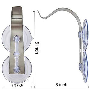 Spiral - 2-Pack Suction Cup Stainless Steel Hanger - Strong Heavy Duty for Garden, Kitchen and Bathroom, Hanging Bird Feeders, Plants, Wind Chimes, Wreath, Towel, Bathrobe and Loofah