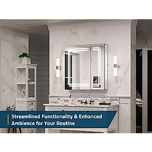 TETOTE Medicine Cabinet Bathroom LED Mirror 30x32 Inch 3 Colors Stepless Dimming Anti-Fog Memory Funtion Surface Recessed Wall Mounted Medicine Cabinets