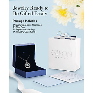 S925 Sterling Silver Necklace for Wife, Anniversary Year Gifts for Wife Compass Jewelry, Birthday Gift Ideas for Her Girlfriend Woman Necklaces, 18K White Gold March