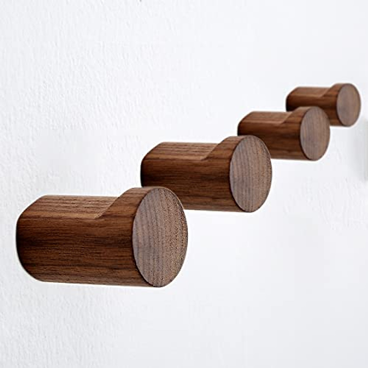 Coat Wood Hooks for Wall, 4PCS Natural Wooden Wall Hooks, Modern Decorative Hanging Hooks, Wall Mounted Coat Hat Rack, Handmade Minimalist Home Decor Stocking Holder for Hanging Hat, Towel, Purse
