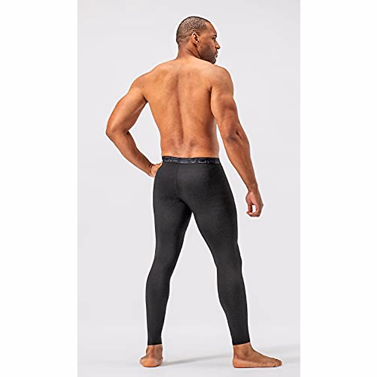 DEVOPS Men's Thermal Compression Pants, Athletic Leggings Base Layer Bottoms with Fly (X-Large, Black/Black)