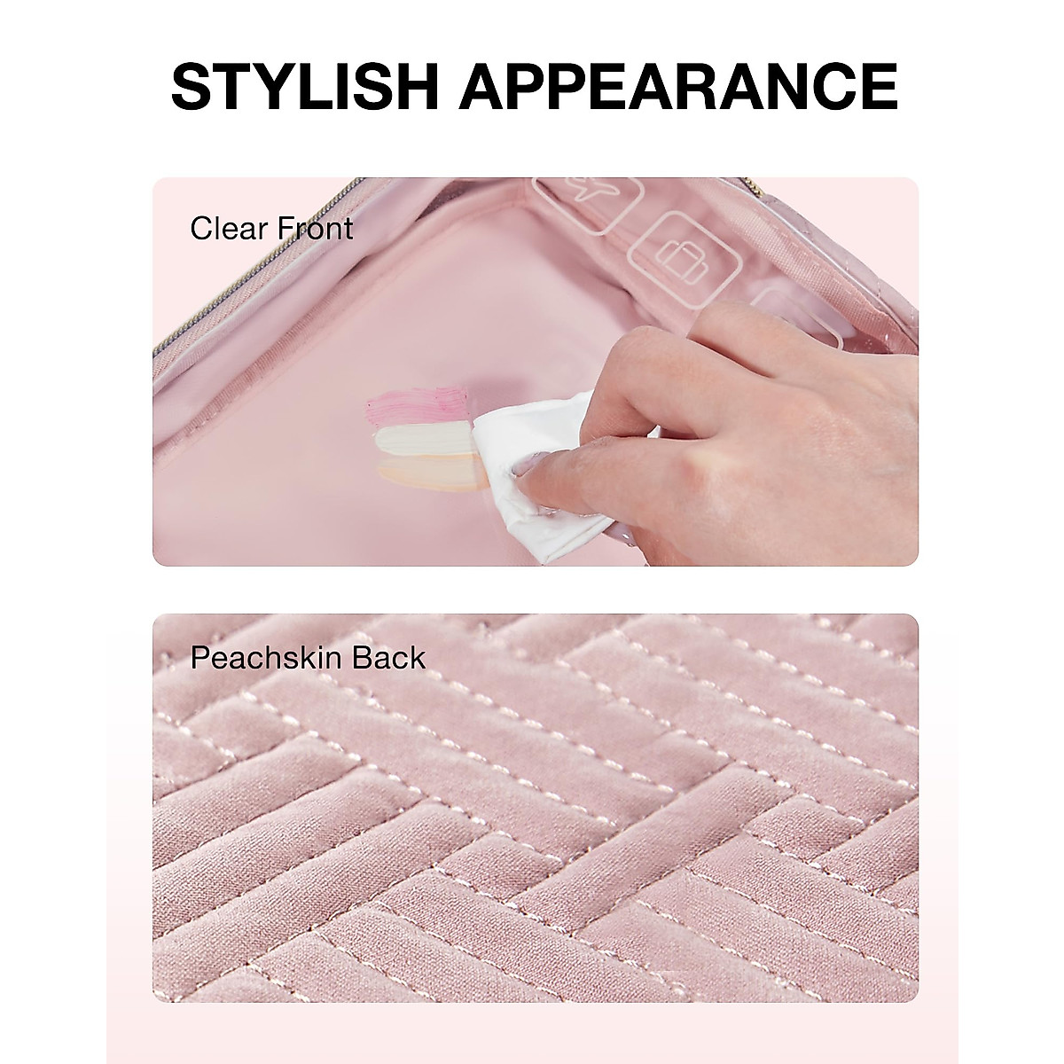 BAGSMART TSA Approved Toiletry Bag, 2 Pack Clear Makeup Cosmetic Bag Organizer, Quart Size Travel Bag for Toiletries, Carry-on Travel Accessories Essentials - Pink