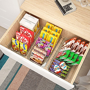 Clear Plastic Food Storage Organizer Bins,8 Pack Pantry Organizations and Storage Bins with Removable Dividers, Stackable Refrigerator Organizer Bins Fridge Organizers Kitchen Cabinet Organizers