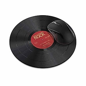 WIRESTER Non-Slip Round Mousepad, Vintage Vinyl Record Red Mouse Pad for Home, Office and Gaming Desk
