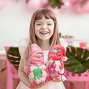 CiyvoLyeen Flamingo Gnomes Summer Gnomes Decor Beach Tropical Decor Tomte Plush Handmade Scandinavian Nisse Elf Dwarf Home Household Farmhouse Kitchen Tiered Tray Decorations