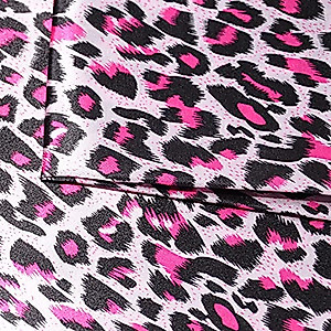 Yutone 59" Wide Satin Fabric, Leopard Skin Animal Print Design Creative Contemporary Artwork, 100% Polyester by The Yard(Pink)