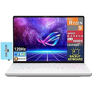ASUS ROG Zephyrus G14 Moonlight White Gaming Laptop 14.0" 120Hz WQXGA (2560x1600) Display (AMD Ryzen 9 6900HS, 40GB DDR5, 1TB SSD, Radeon RX 6800S 8GB, Backlit KYB, WiFi 6E, Win11H) w/Dockztorm Dock