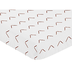 Sweet Jojo Designs White and Rust Boho Arrow Boy or Girl Fitted Crib Sheet Baby or Toddler Bed Nursery - Orange Bohemian Tribal Southwest Chevron Geometric Herringbone Woodland Gender Neutral