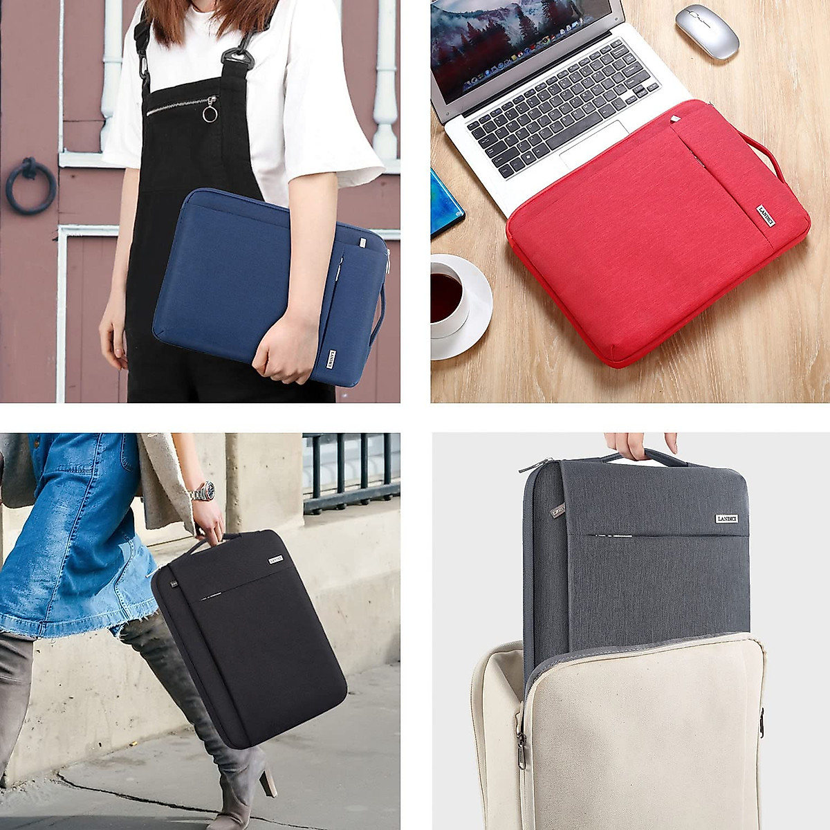 LANDICI 360° Protective Laptop Sleeve 11.6 Inch for Surface Pro 7 8 9/Laptop Go 2 3, MacBook Air 11, Small Computer Bag Carrying Case for 11-12 Inch Chromebook, Slim, Shockproof, Waterproof, Grey