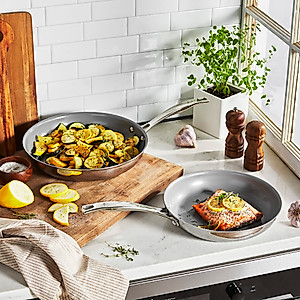 HENCKELS Clad H3 2-pc Induction Ceramic Nonstick Frying Pan Set, 10-inch Fry Pan and 12-inch Fry Pan, Stainless Steel, Durable and Easy to clean