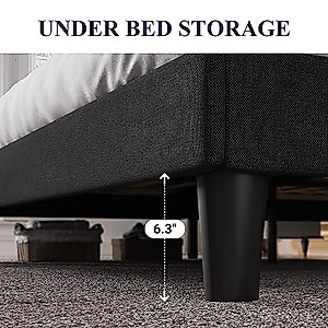 Allewie Queen Size Bed Frame with Button Tufted Wingback Headboard, Modern Upholstered Bed Frame with Solid Wooden Slats Support - No Box Spring Needed, Easy Assembly, Black