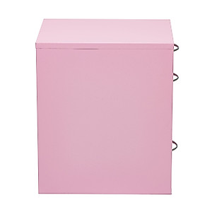 OSP Home Furnishings HPB Heavy Duty 3-Drawer Metal File Cabinet for Standard Files and Office Supplies, Pink Finish