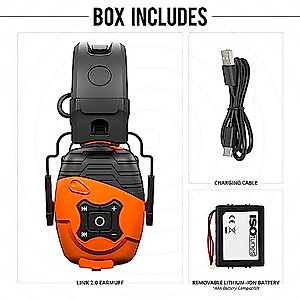 ISOtunes LINK 2.0 Bluetooth Earmuffs: Upgraded Wireless Hearing Protection with 50 Hour Battery Life and 25 dB Noise Reduction Rating