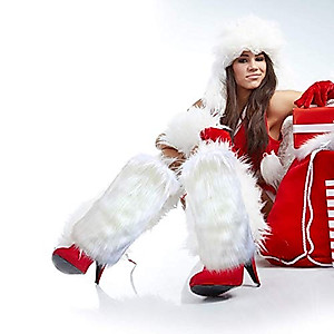 Cityelf Womens Fur Leg Warmer Winter Furry Long Boot Cuffs Fuzzy Shoes Cover Party Costume Holiday Festival Performance Play