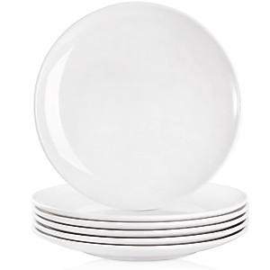 Peohud 6 Pack Melamine Dinner Plates, 11 Inches White Melamine Plates, Flat Bottom Dinnerware Dishes for Everyday Use, Break-resistant