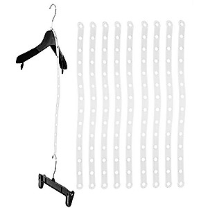 Home-X Set of 10 Hanger Connector Strips with Holes for Clothes Hanger Organization, Plastic Closet Organizers and Storage Solutions, Pack of 10 Strips, 18" L x ¾” W, Opaque