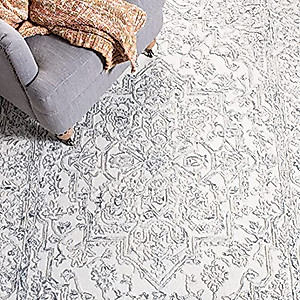 SAFAVIEH Trace Collection Accent Rug - 4' x 6', Ivory & Charcoal, Handmade Wool, Ideal for High Traffic Areas in Entryway, Living Room, Bedroom (TRC302H)